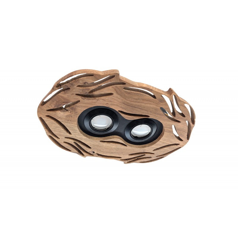 Plafonnier en chêne massif et bois noir - AlsaceLed